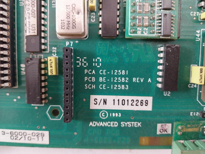 Advanced Systek 4-6000-029 Printed Circuit Board For Cpu Ae-19375 Rev – Aeliya Marine