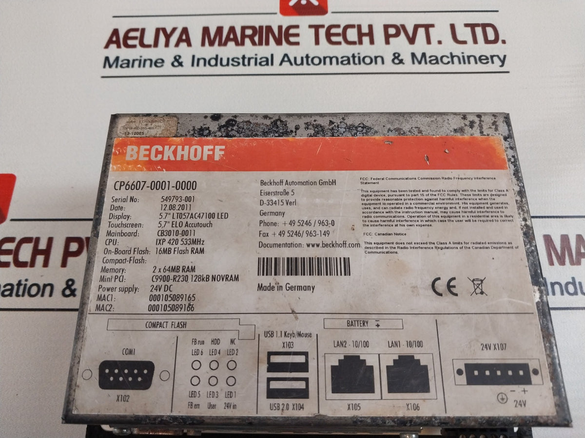 Beckhoff Cp6607-0001-0000 Touch Screen Panel Digitzie 5.7 Inch 24 Vdc – Aeliya Marine