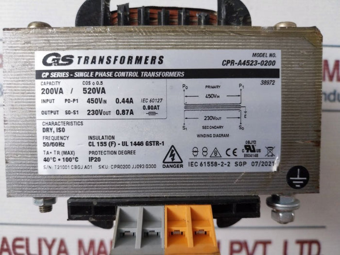 Gs Cpr-a4523-0200 Single Phase Control Transformers Ser. Cp Ip20 50/60 – Aeliya Marine