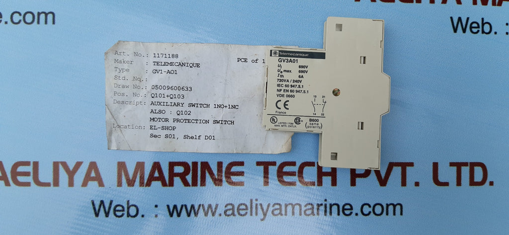 TELEMECANIQUE GV3A01 AUXILIARY CONTACT BLOCK – Aeliya Marine