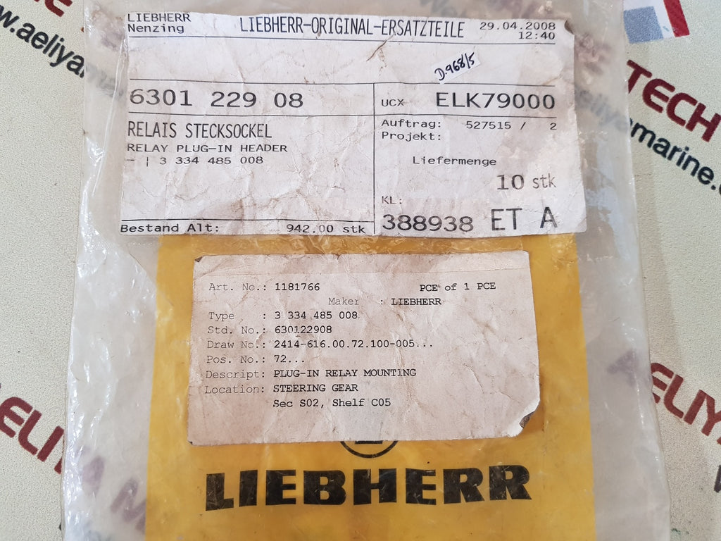 Liebherr 3334485008 relay socket – Aeliya Marine
