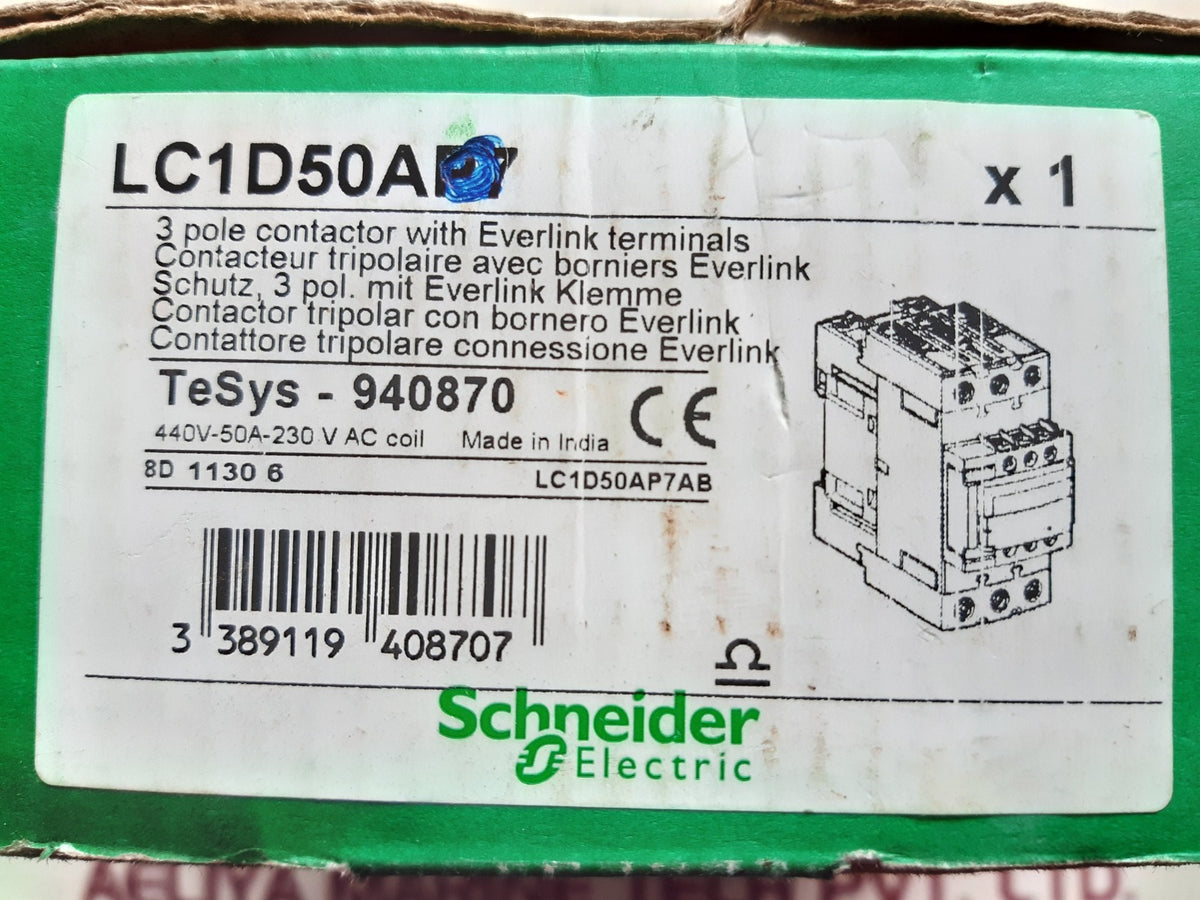 Schneider Electric LC1D50A 3-Pole Contactor 230V AC – Aeliya Marine