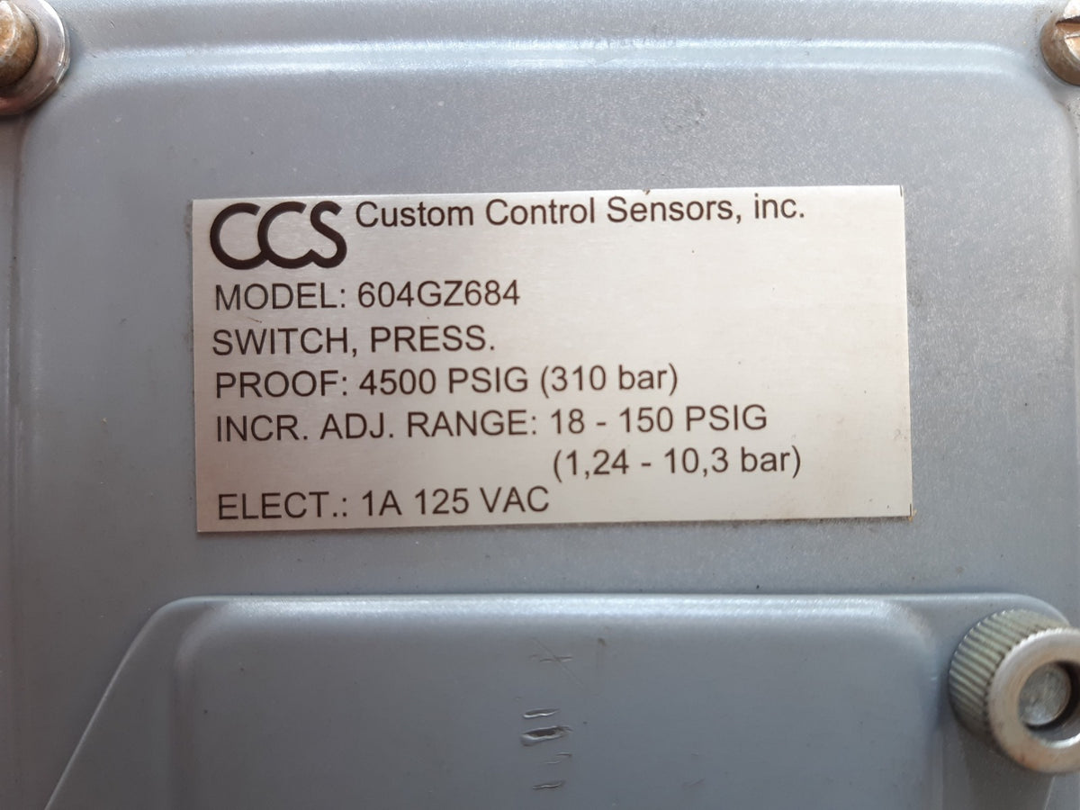 Ccs Custom Control Sensor 604Gz684 Pressure Switch,Temperature,Flow Sw ...