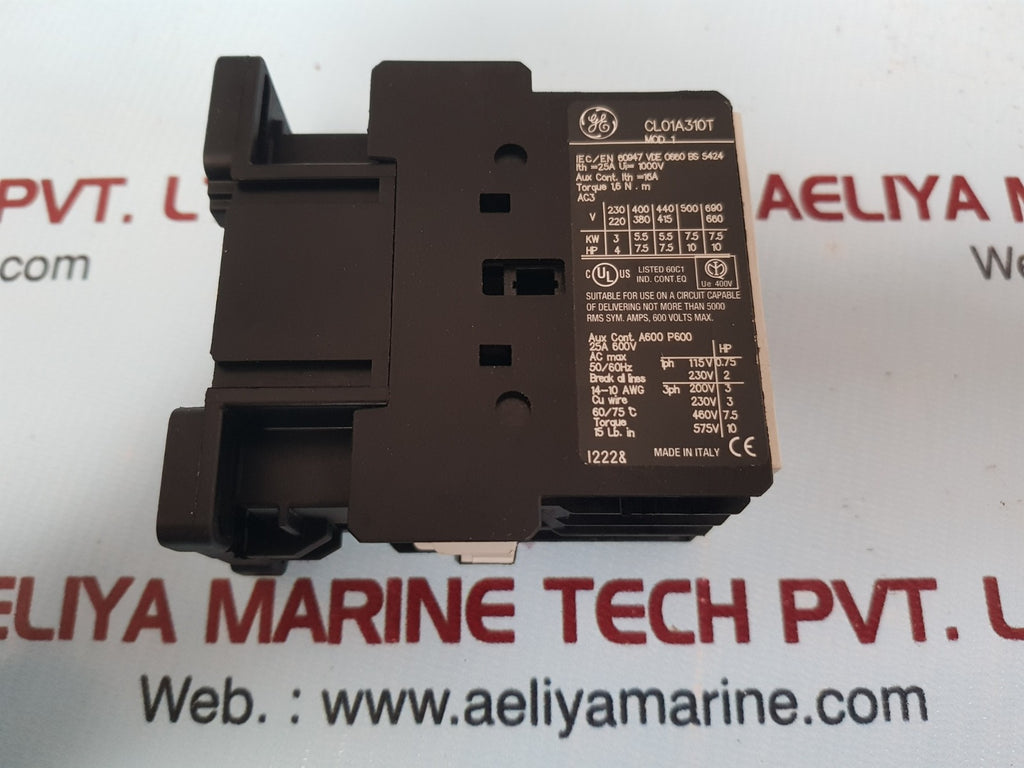 Ge Cl01A310T Magnetic Contactor 25A 600V Ac Max 50/60Hz – Aeliya Marine