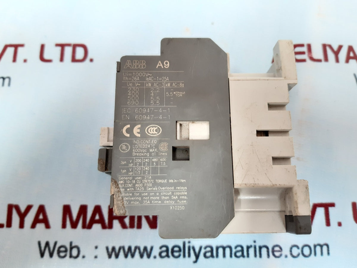 Abb A9-30-10 Magnetic Contactor 1000V 26A – Aeliya Marine