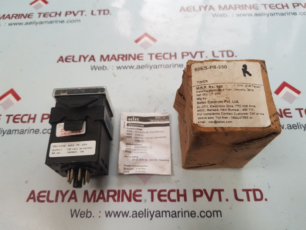 Selec 55es-p8-230 panel mounted timer – Aeliya Marine Tech Pvt. Ltd.
