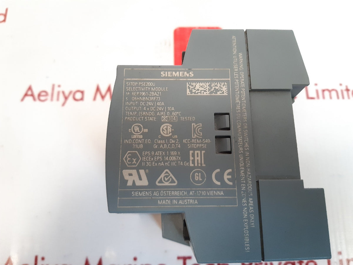 Siemens sitop pse200u 6ep 1961-2ba21 selectivity module – Aeliya Marine
