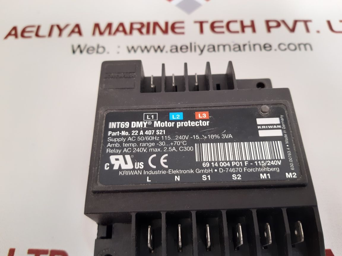Kriwan int69 dmy compressor motor protector 22 a 407 s21 – Aeliya Marine