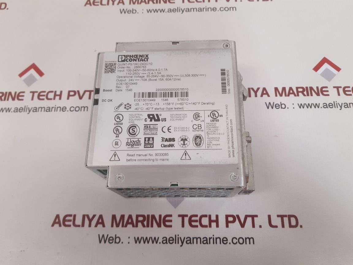 Phoenix contact quint-ps/1ac/24dc/10 quint power supply – Aeliya Marine