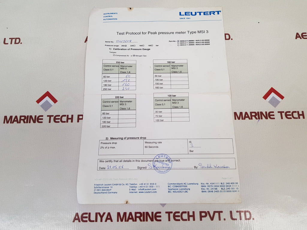 Leutert msi 3-250/2608 peak pressure indicator – Aeliya Marine