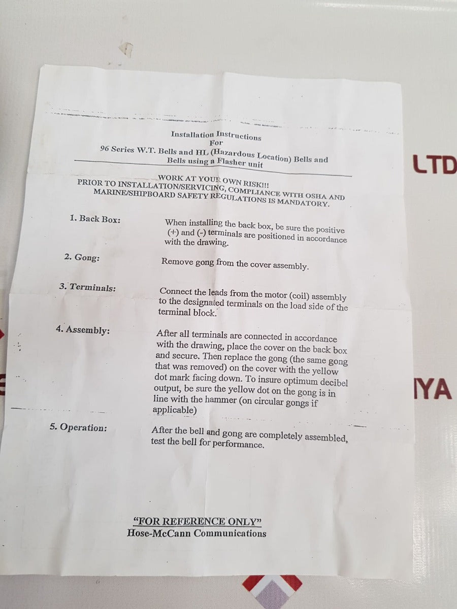 Hose-mccann Communications 96Ud8Bu-024 Electric Bell – Aeliya Marine