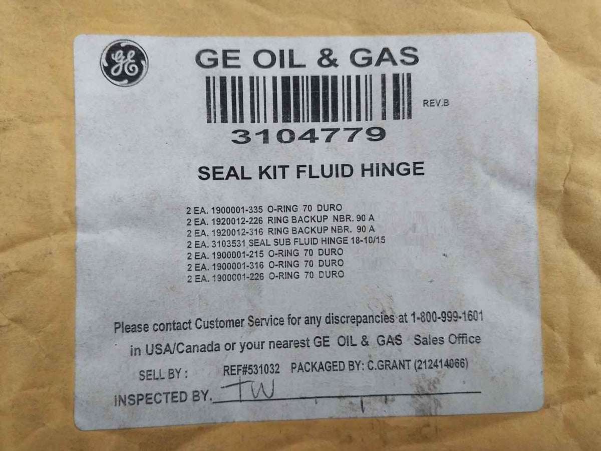 Hydril 3104779Ejb Seal Kit Fluid Hinge Bop Assembly Rev.B Nbr. 90A ...