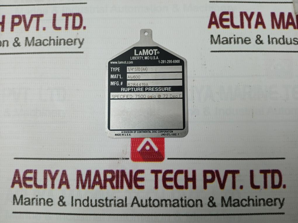 Lamot 1/4" Std (Aa) Rupture Pressure Disk Ctu-20P-d2 – Aeliya Marine