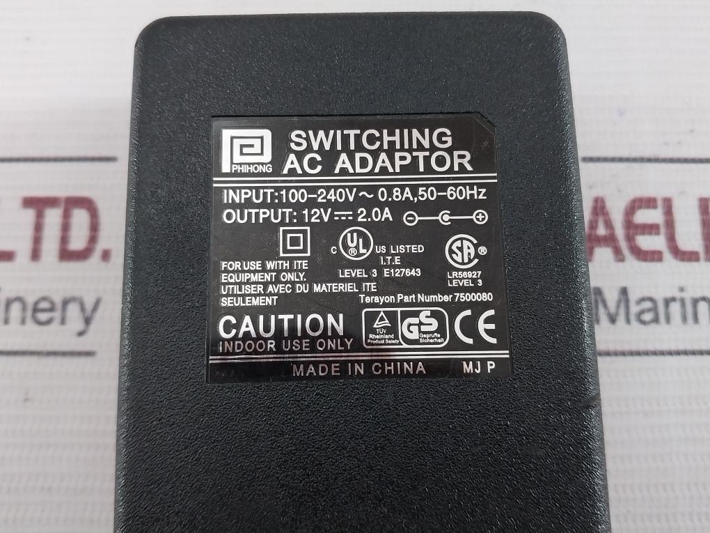 Phihong E127643 Switching Ac Adapter 7500080 100-240V~0.8A, 50-60Hz ...