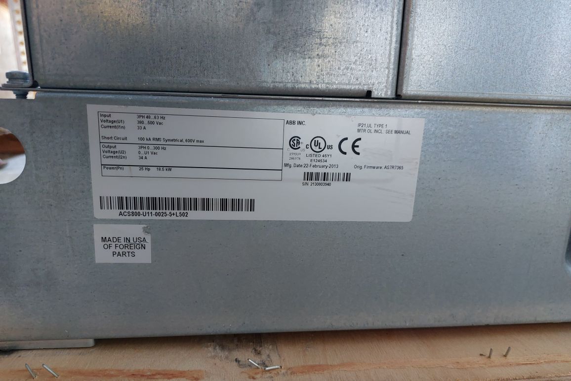 Abb Acs800-u11-0025-5+L502 Drive Control Panel 380/500 Vac 33A – Aeliya ...