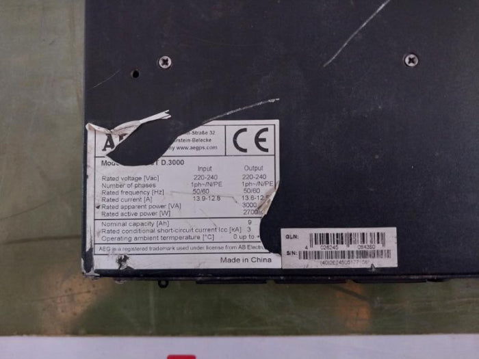 Aeg Protect D.3000 1 Phase In/Out Ups Uninterruptible Power Supply ...