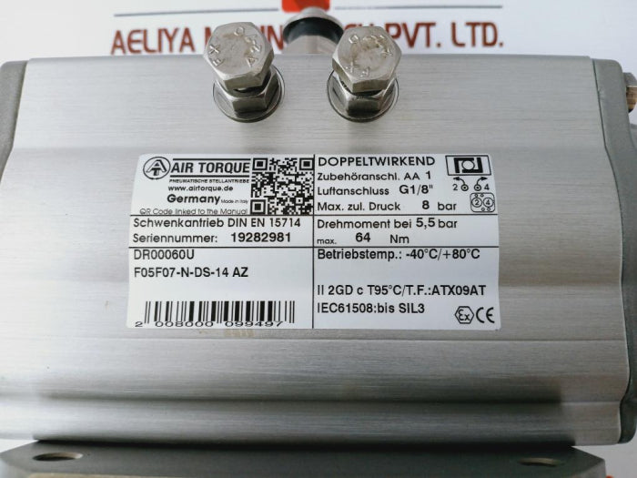 Air Torque Dr00060U F05F07-n-ds-14 Az Pneumatic Actuator 8 Bar – Aeliya Marine