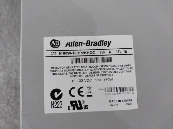 Allen-bradley 6180W-15Bp2Khdc Versaview Industrial Workstation (Not Wo ...