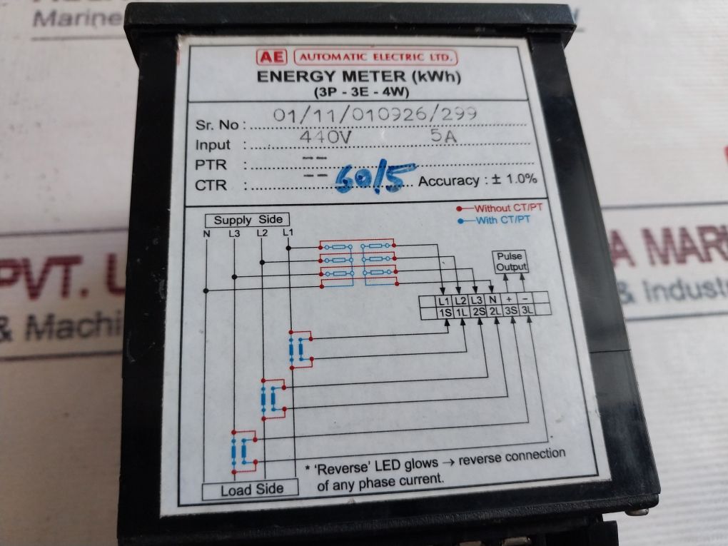 Automatic Electric 3P-3E-4W Energy Meter (Kwh) 5A – Aeliya Marine