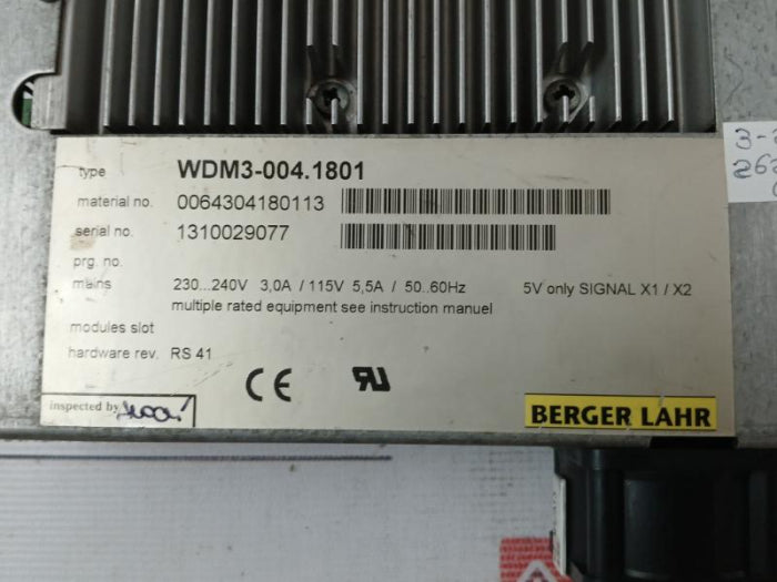 Berger Lahr Wdm3-004.1801 Servo Drive 3-5 Amp-230-240 V 5 Amp-115 V 50 ...