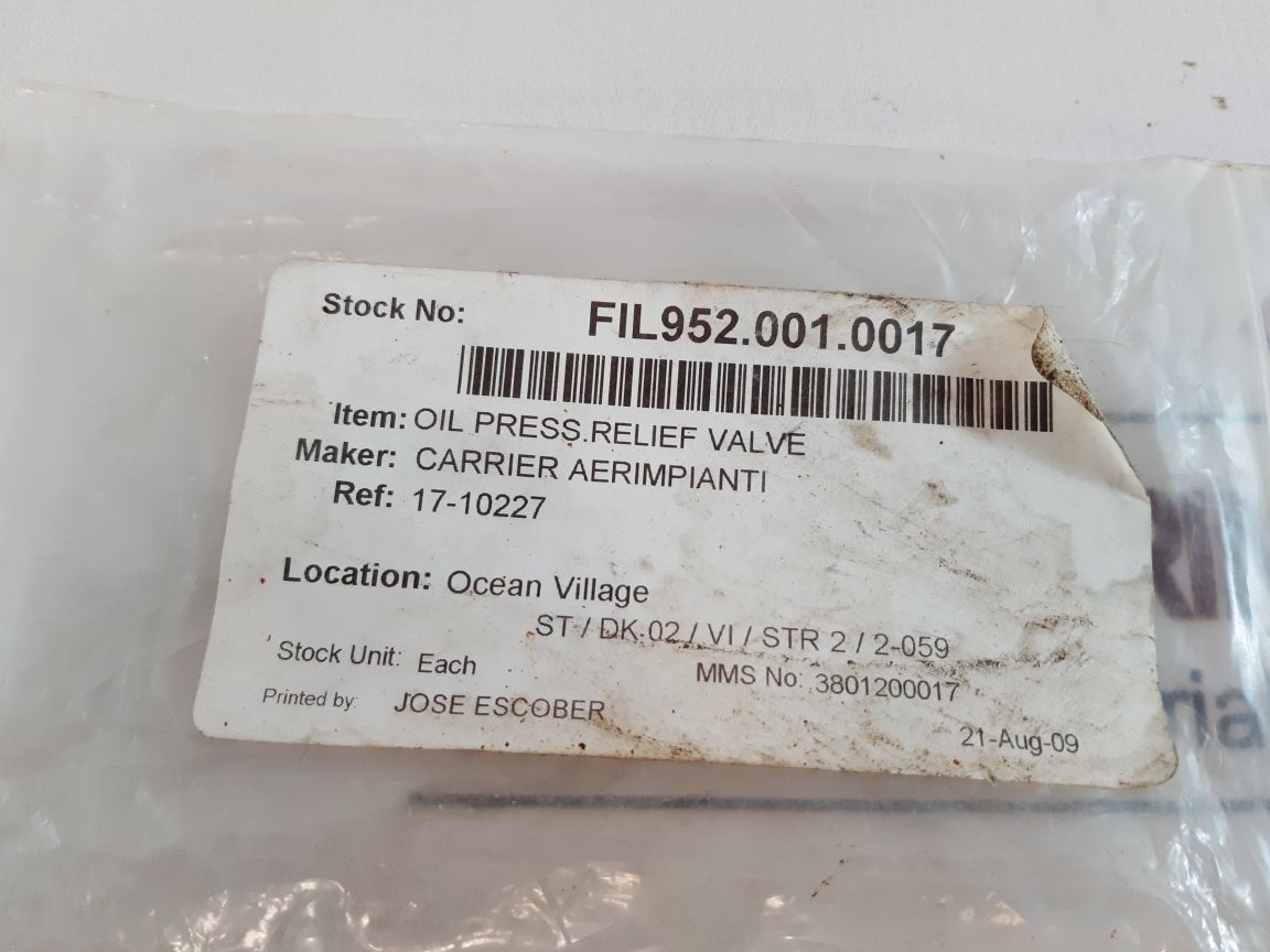 Carrier 17-10227 Oil Pressure Relief Valve – Aeliya Marine