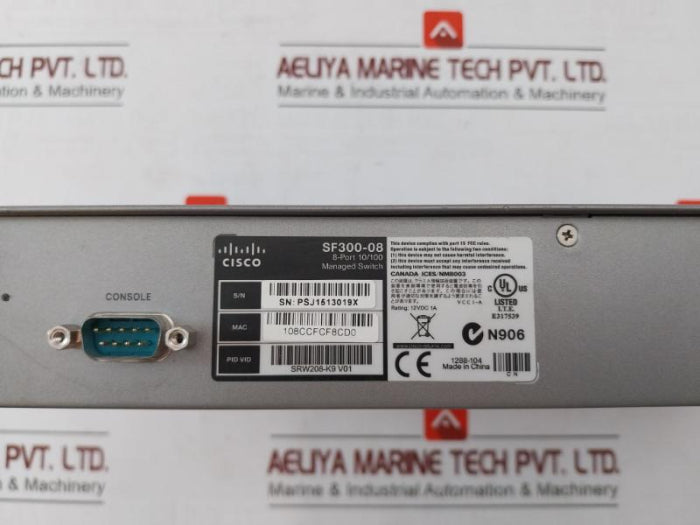 Cisco Sf300-08 Managed Switch Set E317539 100-240V- 50/60Hz 0.5A 12V-1 ...
