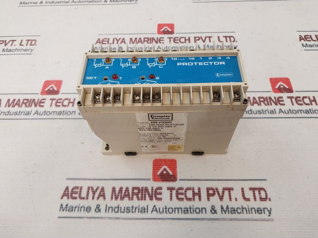 Crompton 256-prbw Rtd Protector 0-200°C 5A Relay Output 230V Ac, 24V D ...