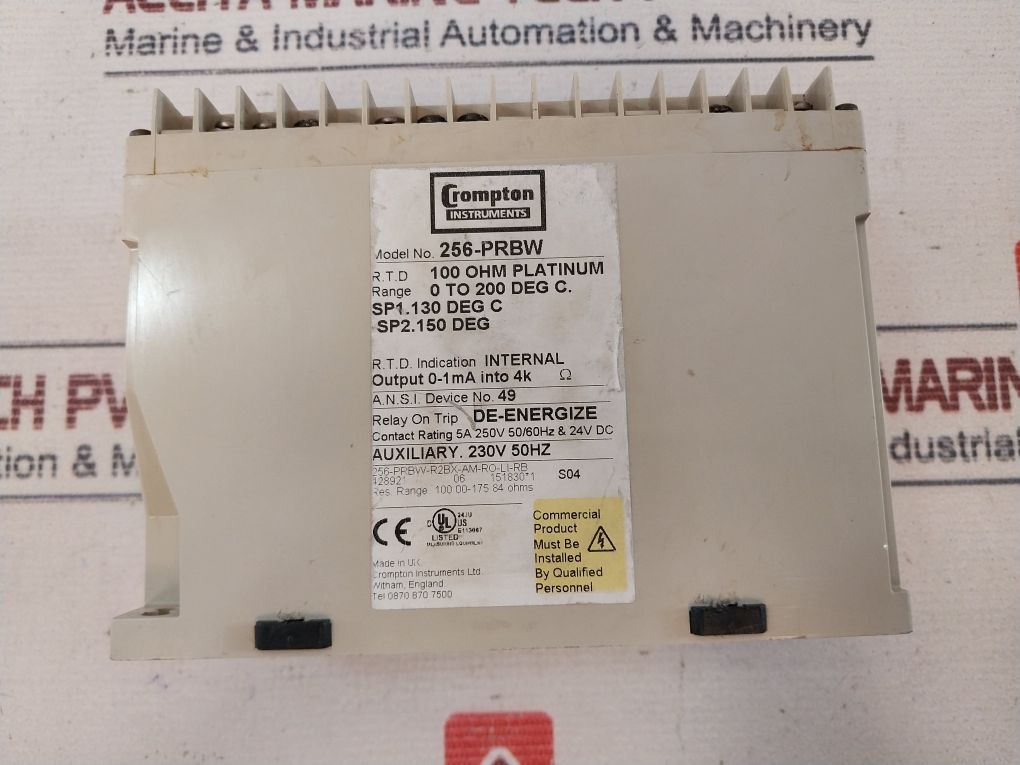 Crompton 256-prbw Rtd Protector 0-200°C 5A Relay Output 230V Ac, 24V D ...