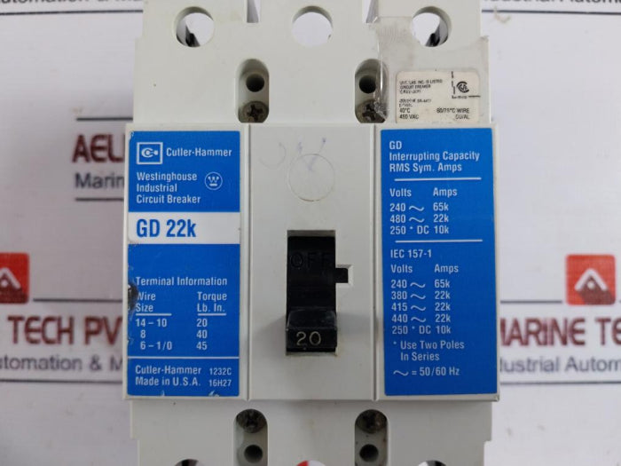 Cutler-hammer Gd 22K Industrial Circuit Breaker 480Vac 50/60Hz – Aeliya ...