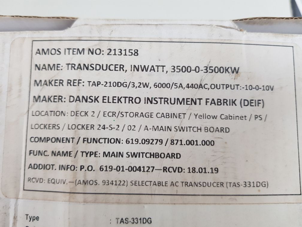 Deif Tas-331Dg Inwatt Transducer – Aeliya Marine