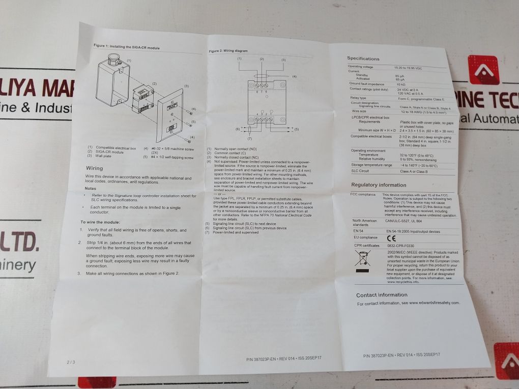 Edwards Siga-cr Fire Alarm Control Relay Module – Aeliya Marine