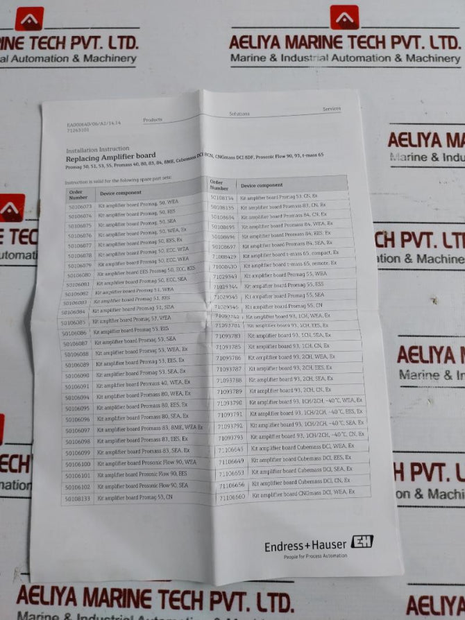 Endress+Hauser Flowtec 319083-0200 D Amplifier Board Pmag 50 Wea 50106 ...