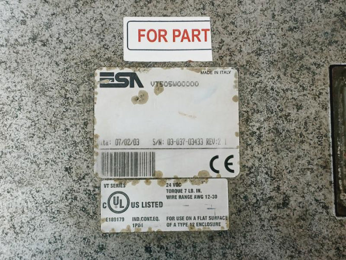Esa Vt505W00000 Touch Screen Hmi Panel 24Vdc Awg 12-30 – Aeliya Marine