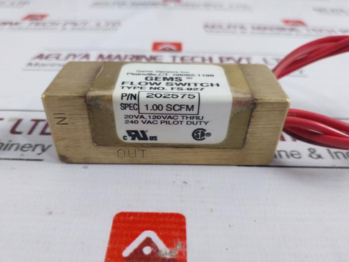 Gems Fs-927 Liquid Flow Switch 240 Vac Pilot Duty 20Va – Aeliya Marine