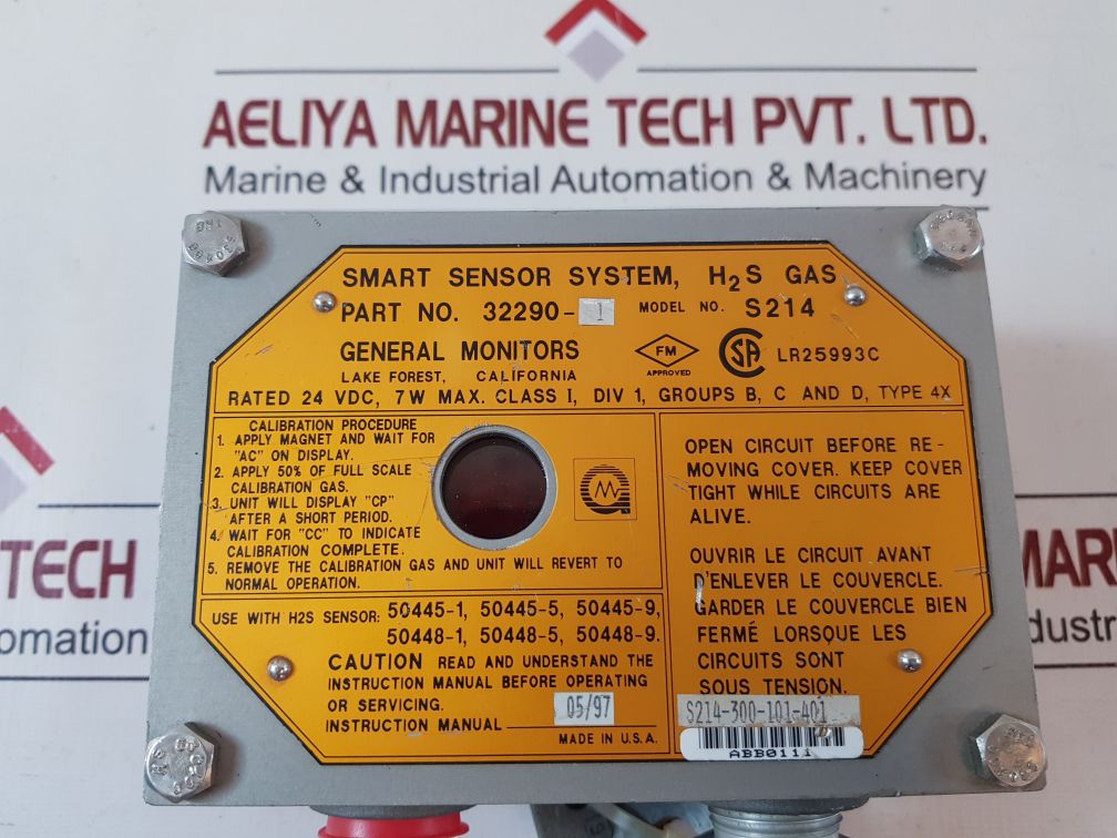 General Monitors S214 Smart Sensor System – Aeliya Marine