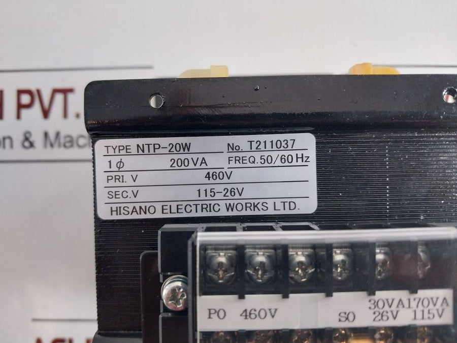 Hisano Ntp-20W Transformer 460/115-26V | 200 VA Efficiency – Aeliya Marine
