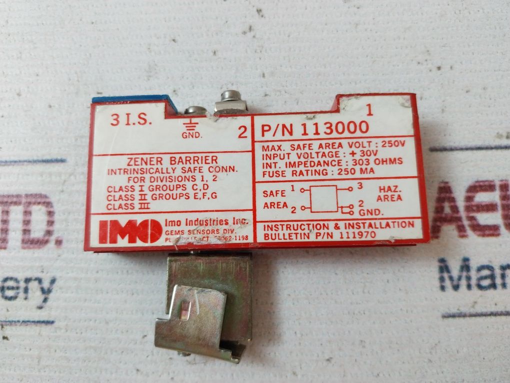 Imo 113000 Single Channel Zener Barrier Shunt Diodes – Aeliya Marine
