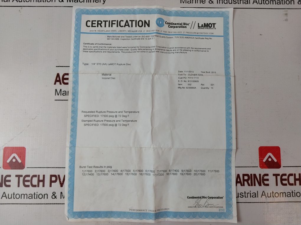 Lamot 1/4" Std (Aa) Rupture Disc – Aeliya Marine