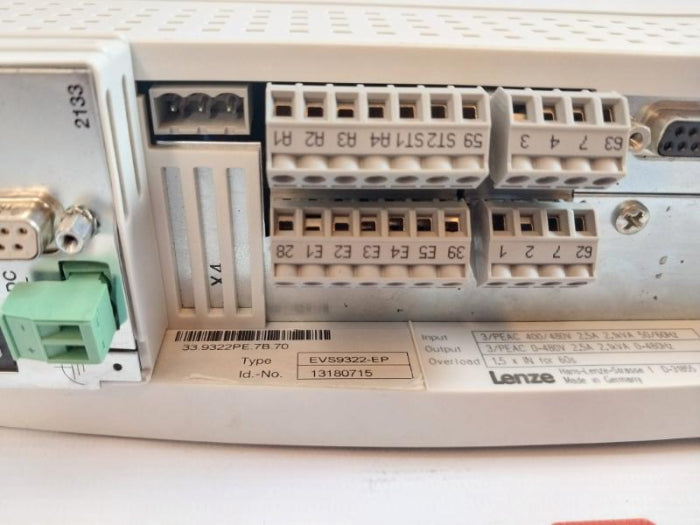 Lenze Evs9322-ep Servo Drive 44A8 2133 24V Dc 0-480V 2.5A 2.1Kva 0-480 ...