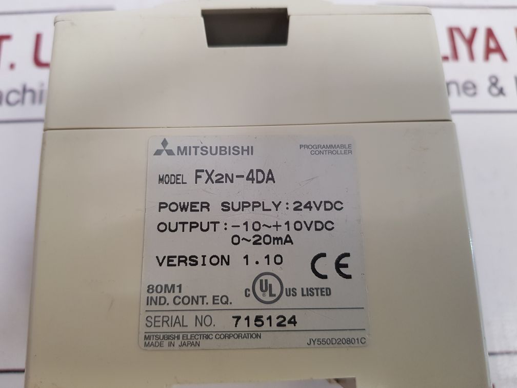 Mitsubishi Electric Fx2N-4Da Programmable Controller – Aeliya Marine