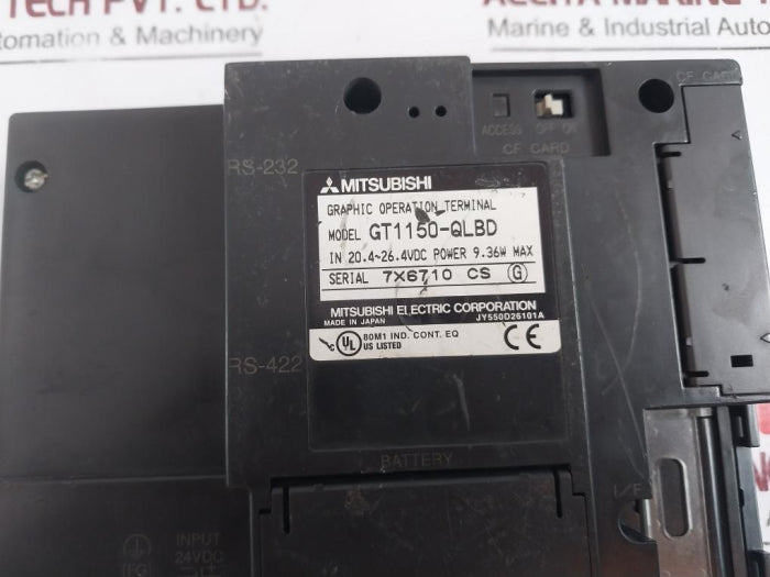 Mitsubishi Electric Gt1150-qlbd Got1000 Graphic Operation Terminal (No – Aeliya Marine