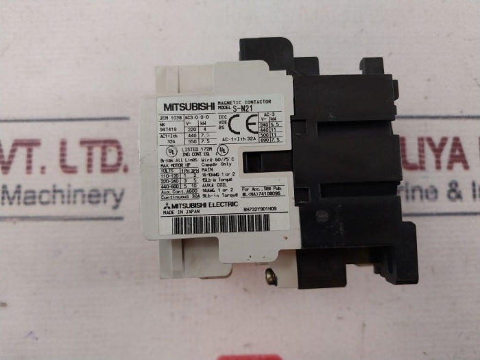 Mitsubishi Electric S-n21 Magnetic Contactor 32A – Aeliya Marine