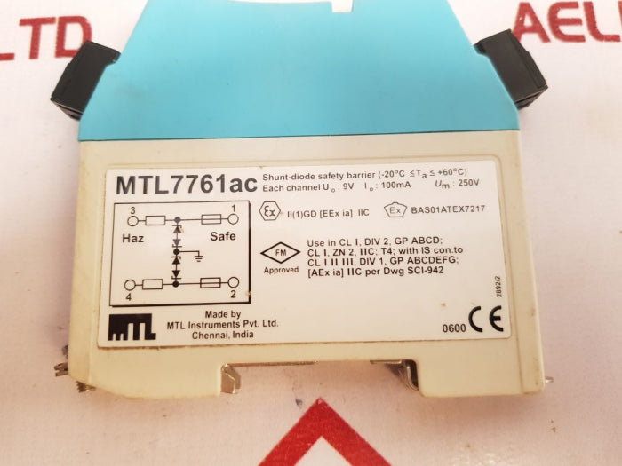 Mtl Instruments Mtl7761Ac Shunt-diode Safety Barrier (-20°C Ta +60°C ...