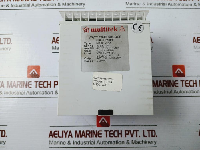 Multitek M100-wa1 Single Phase Watt Transducer 4-20Ma, Less Than 750 O ...