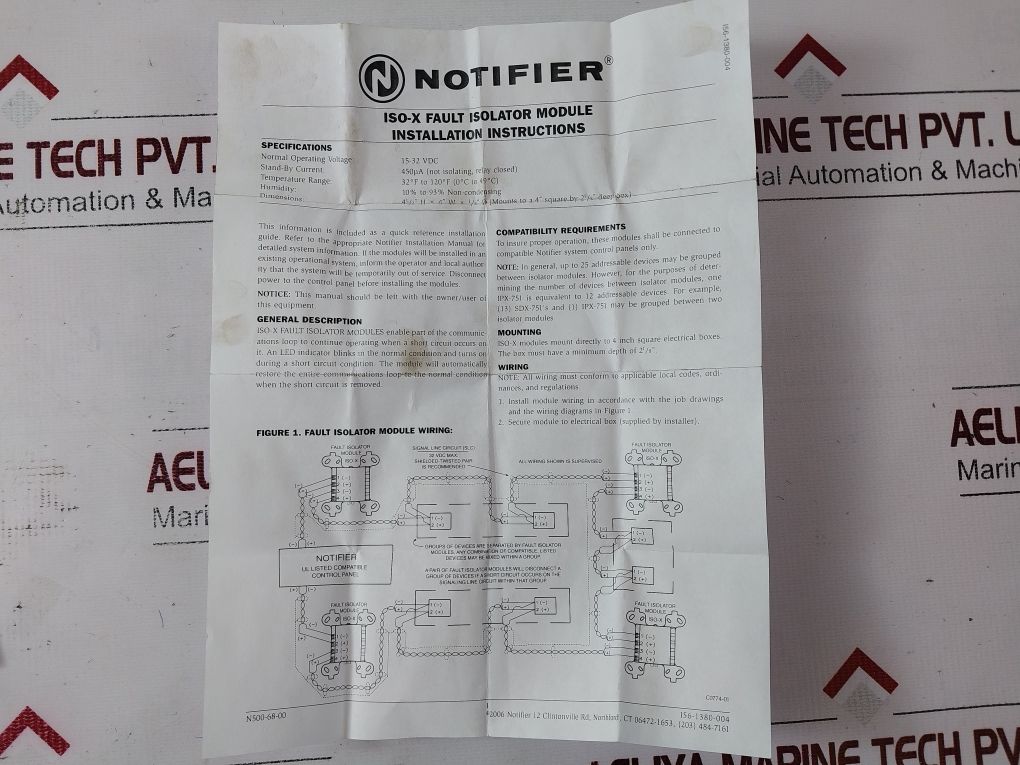 Notifier Iso X Fault Isolator Module Aeliya Marine