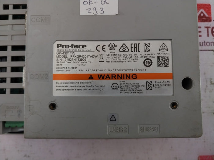 Pro-face Pfxgp4301Tadw Human-machine Interface Module Gp-4301Tw 24V Dc ...