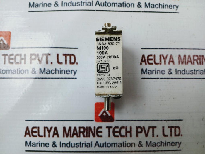 Siemens 3Na3 830-7Y, Nh00 100A Fuse Link 500V – Aeliya Marine