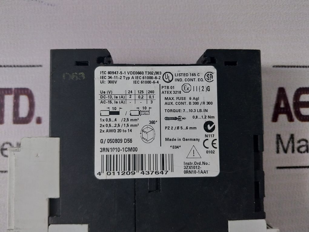 Siemens 3Rn1010-1Cm00 Thermistor Motor Protection Relay – Aeliya Marine
