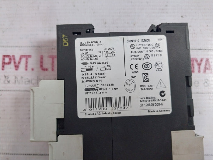 Siemens 3Rn1010-1Cm00 Thermistor Motor Protection Relay 300V 4Kv 220-2 ...