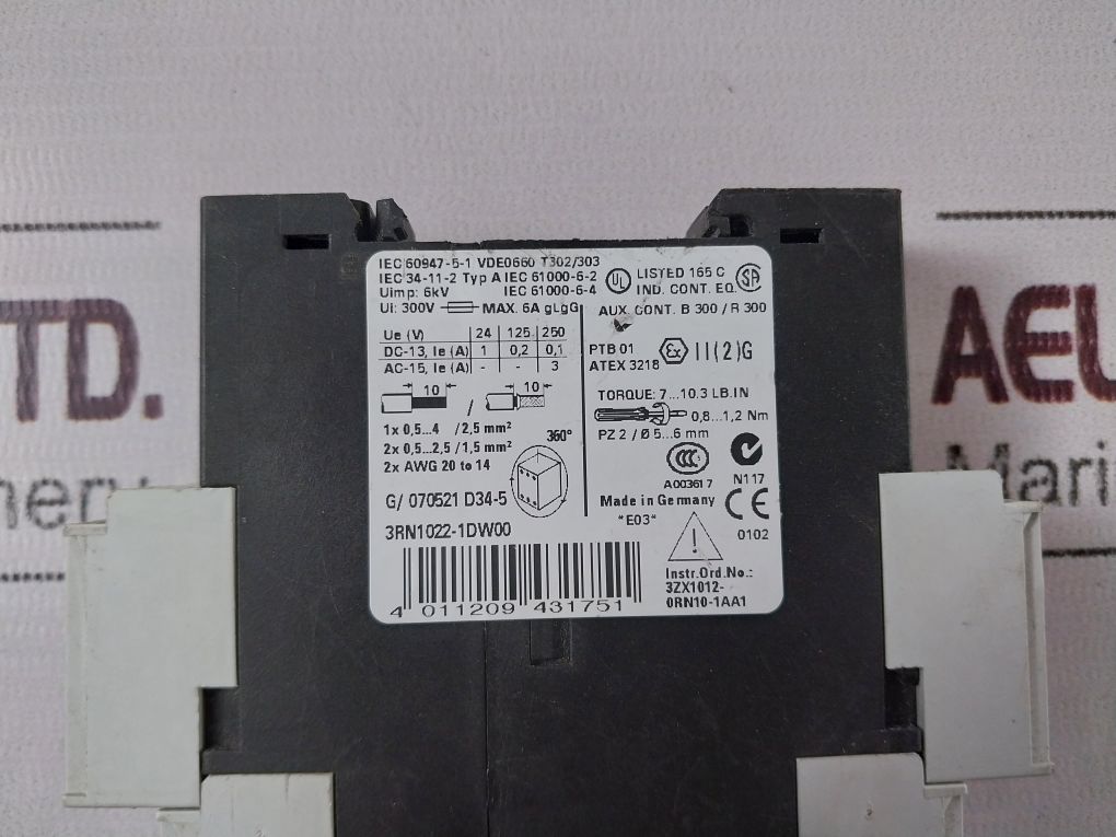 Siemens Sirius 3Rn1022-1Dw00 Temperature Monitoring Relay – Aeliya Marine